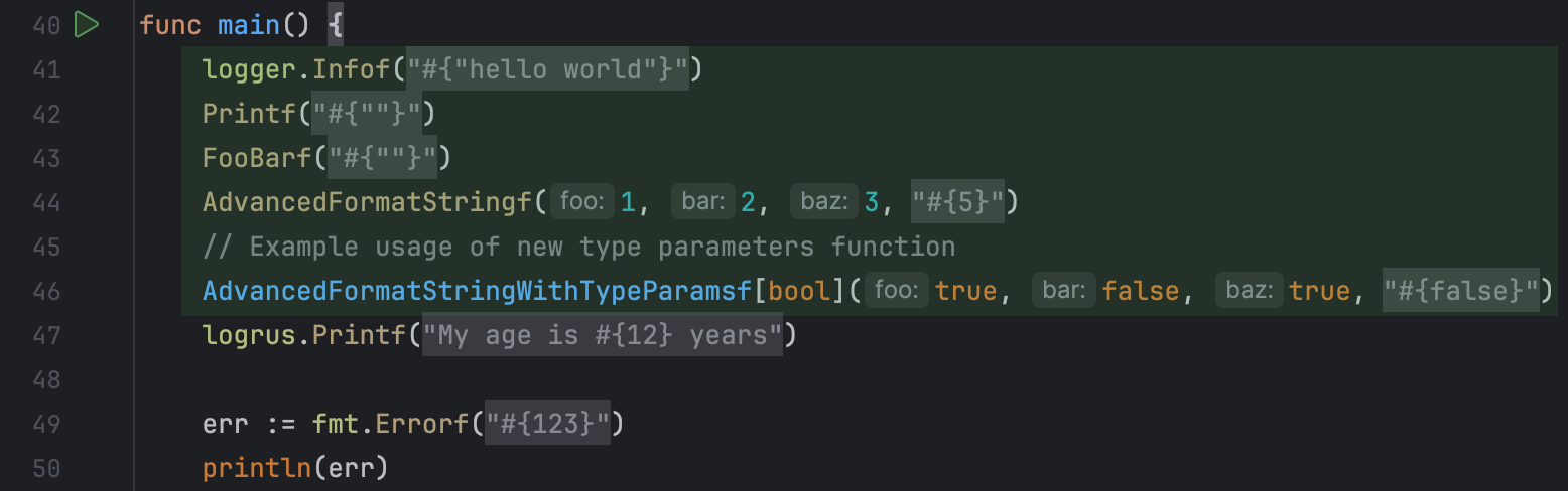 Formatting strings | GoLand Documentation