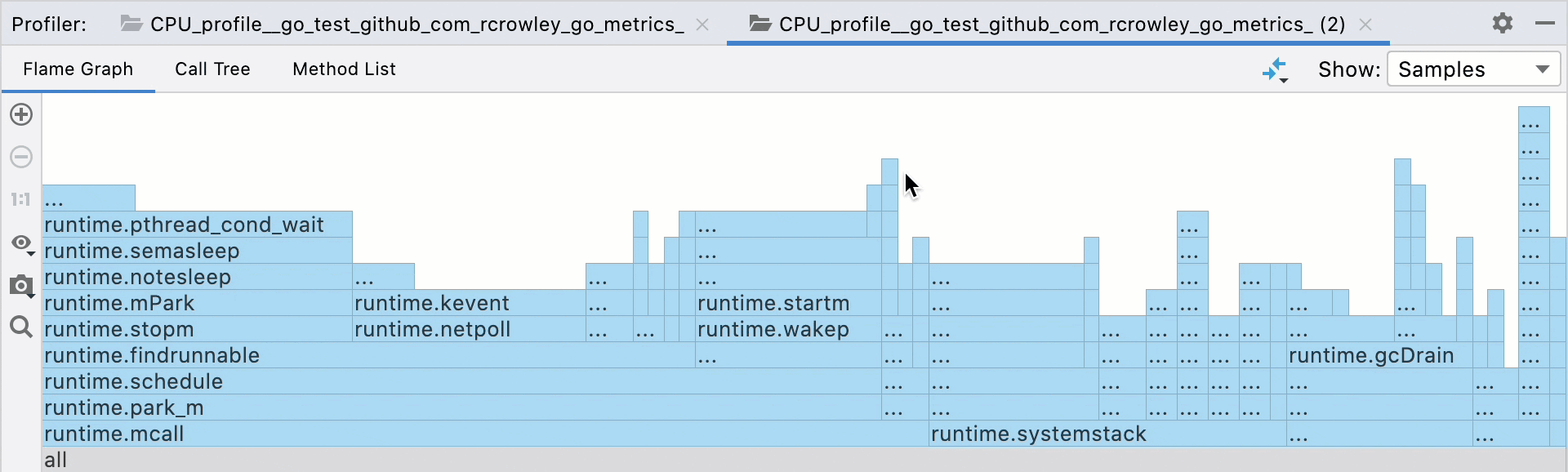 Read the profiler snapshot | GoLand Documentation