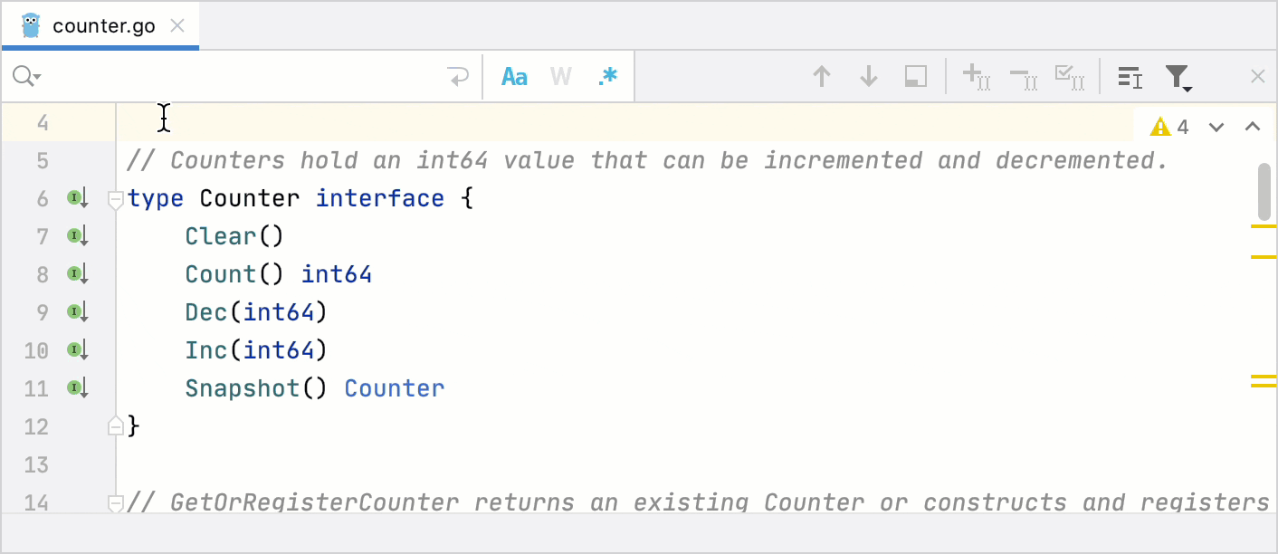 Search for a target within a file | GoLand Documentation