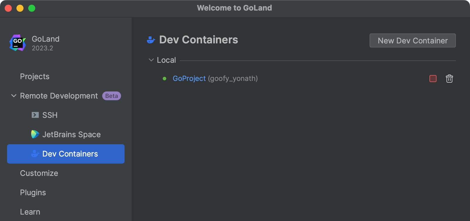 Dev Containers | GoLand Documentation
