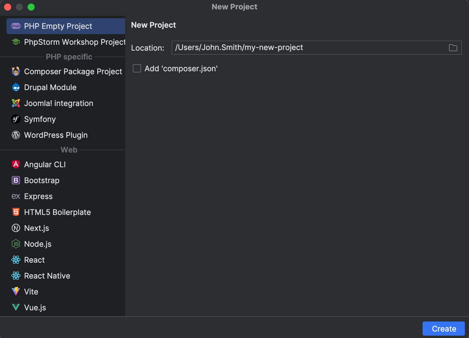 Create a new project | PhpStorm Documentation