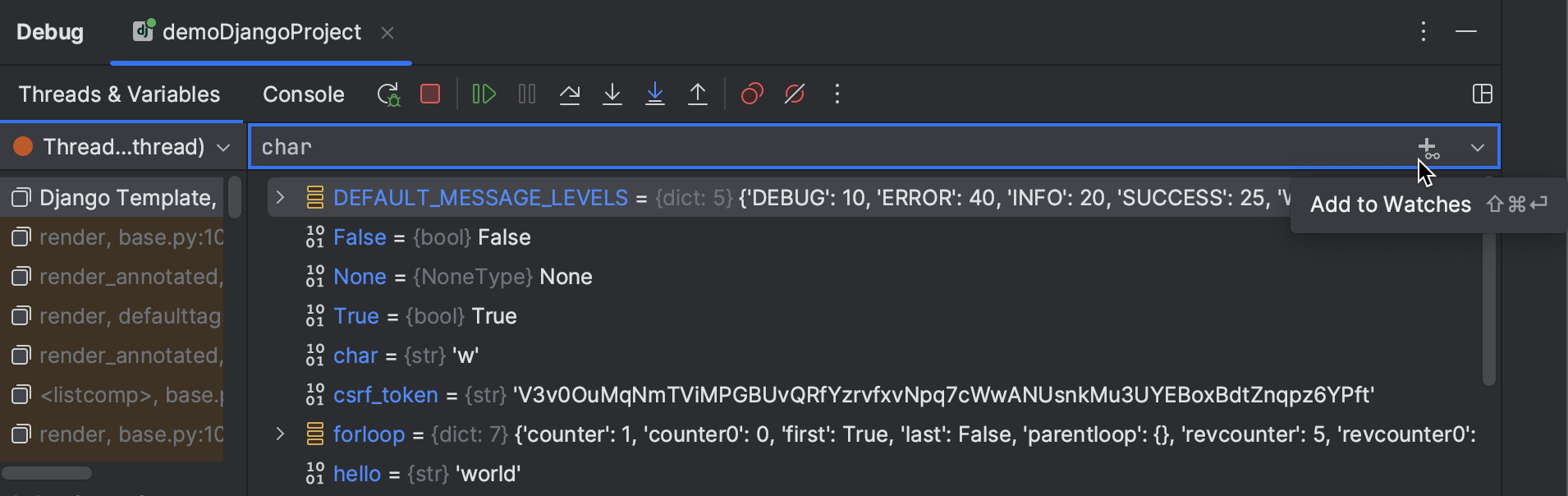 Part 2. Debugging Django Templates | PyCharm Documentation