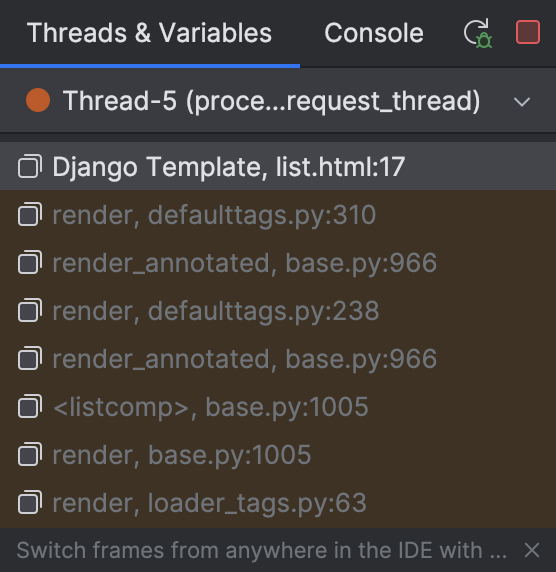 Frames | PyCharm Documentation