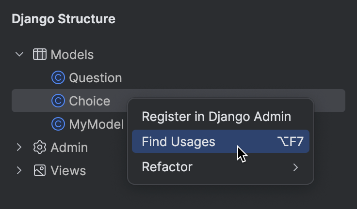 Django Structure tool window | PyCharm Documentation