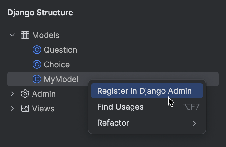 Django Structure tool window | PyCharm Documentation