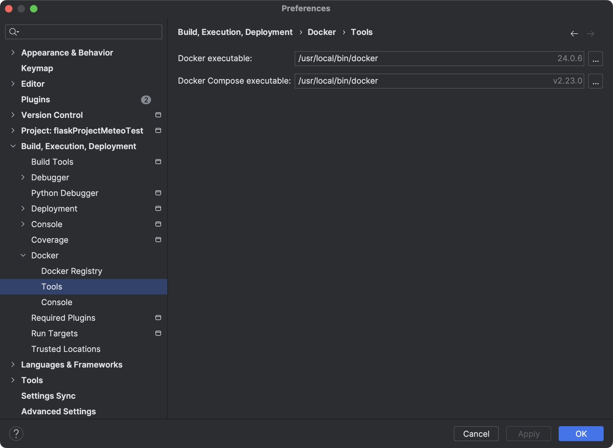 Docker tools settings | PyCharm Documentation