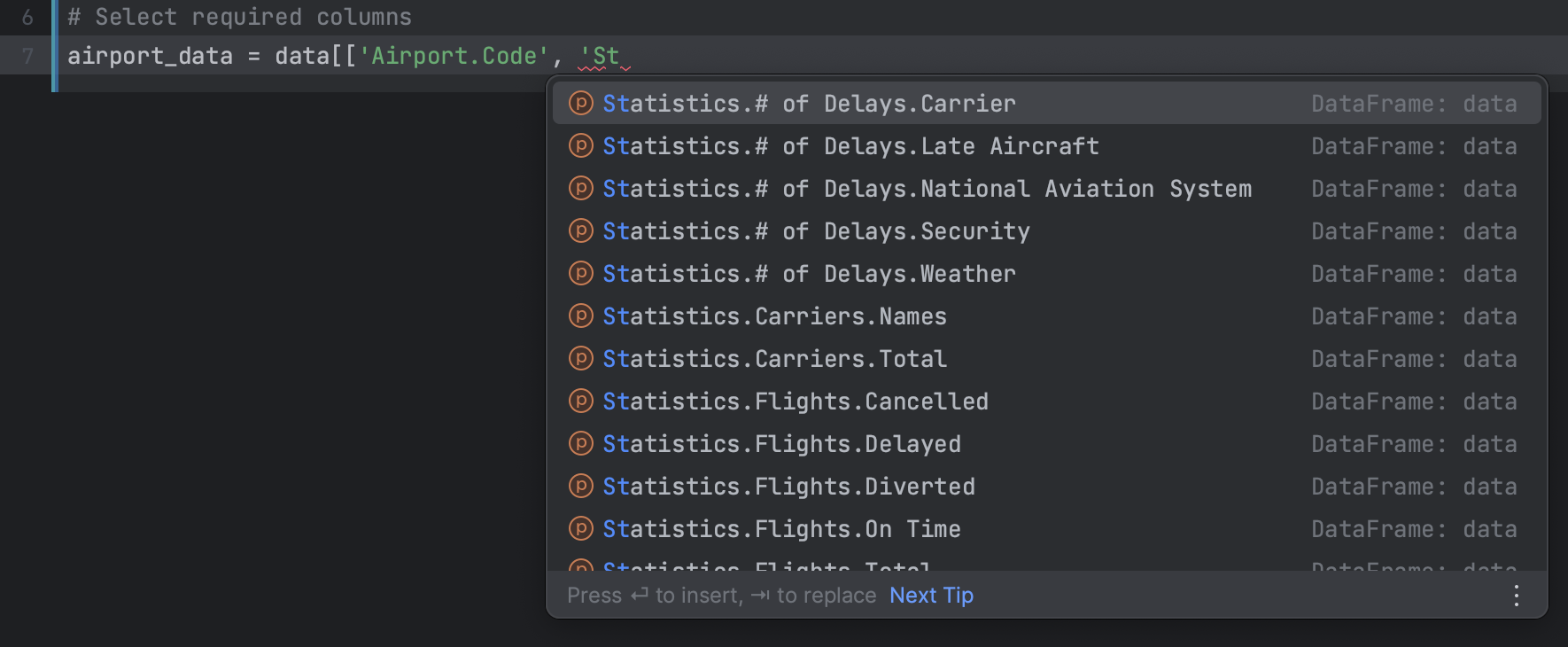 Visualize data with matplotlib | DataSpell Documentation