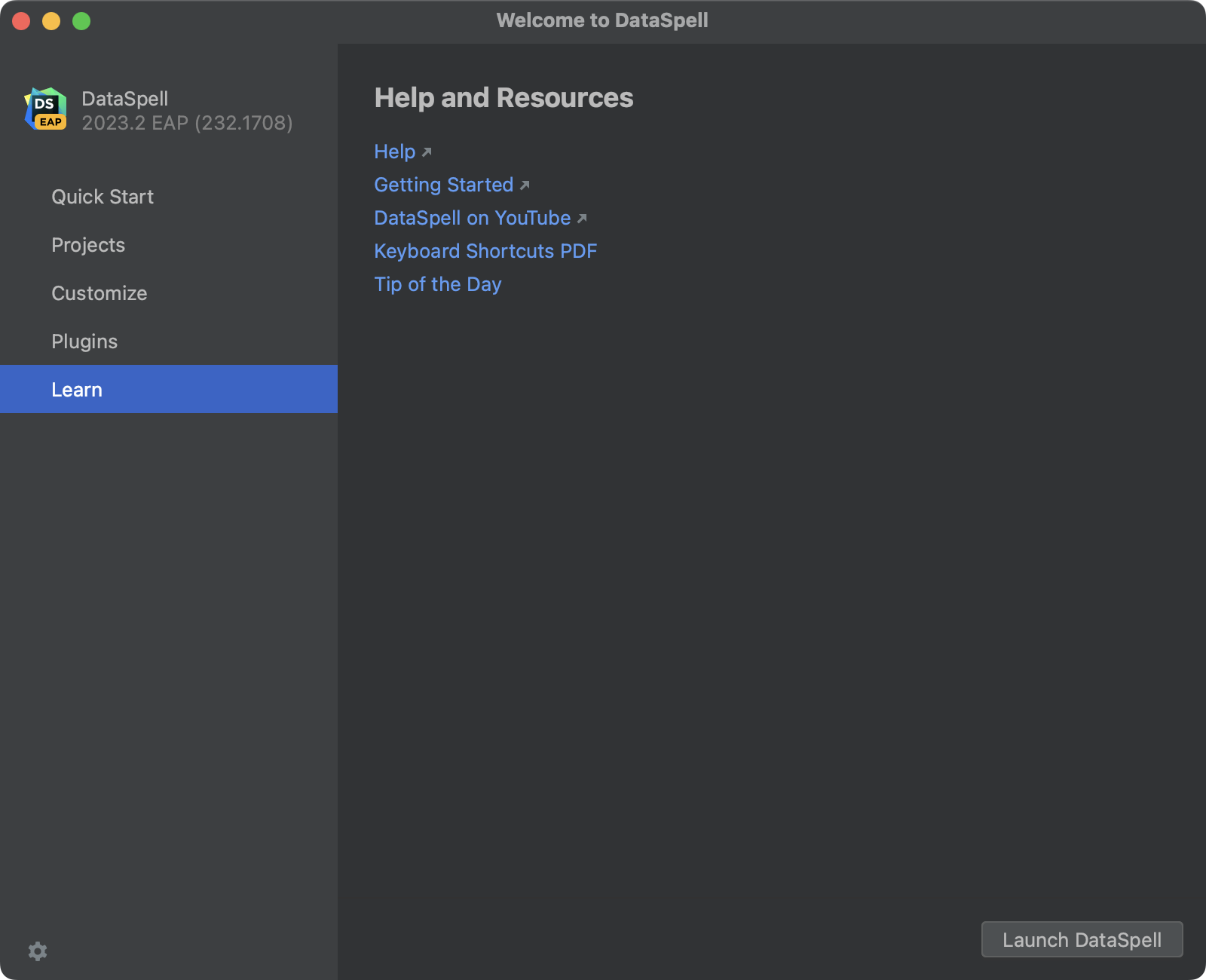 Run DataSpell for the first time | DataSpell Documentation
