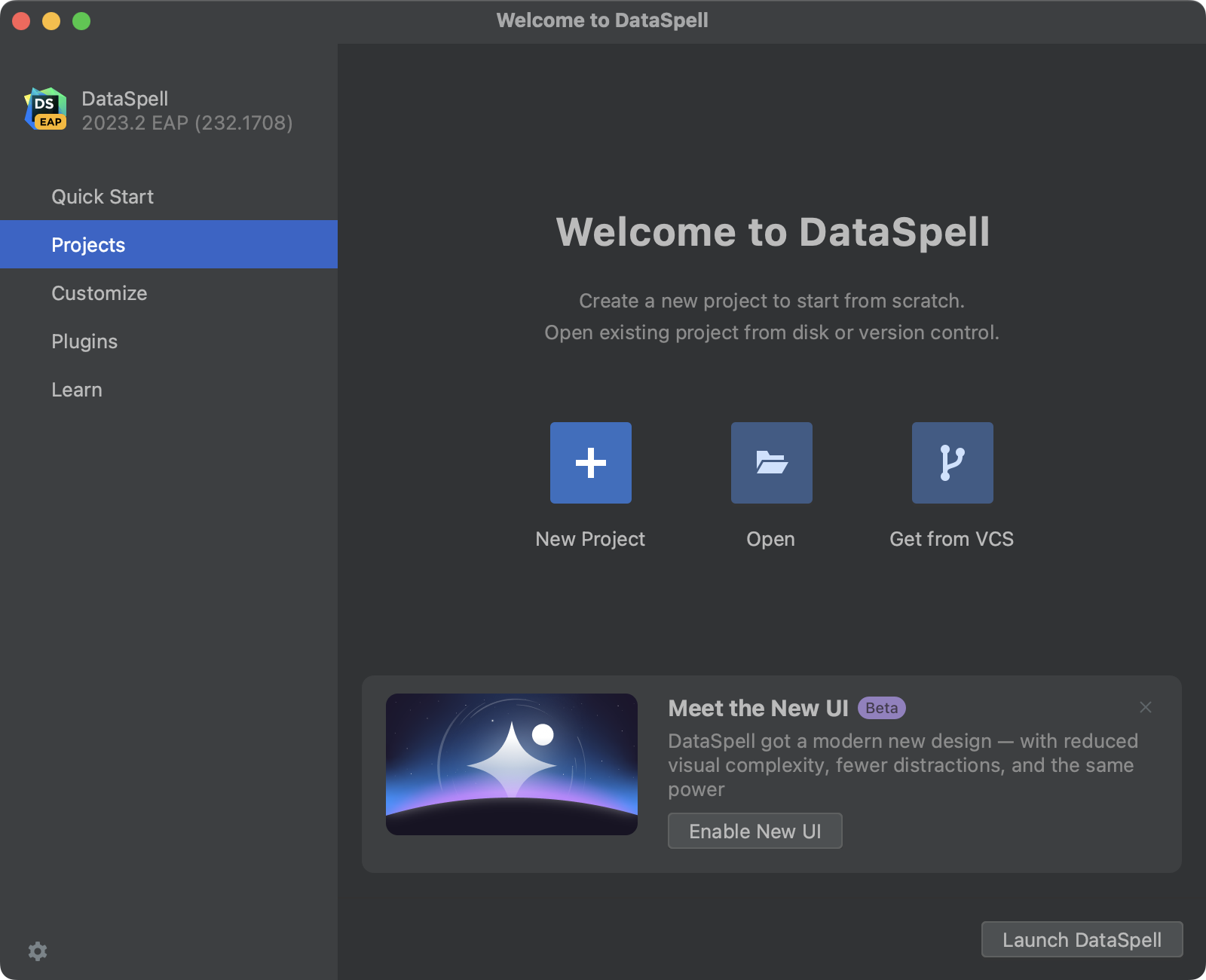 Run DataSpell for the first time | DataSpell Documentation