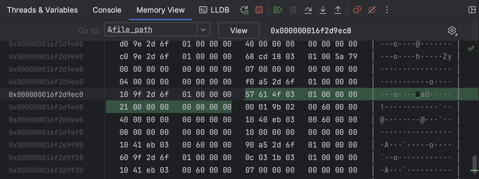 Memory, Disassembly, Hex views | RustRover Documentation