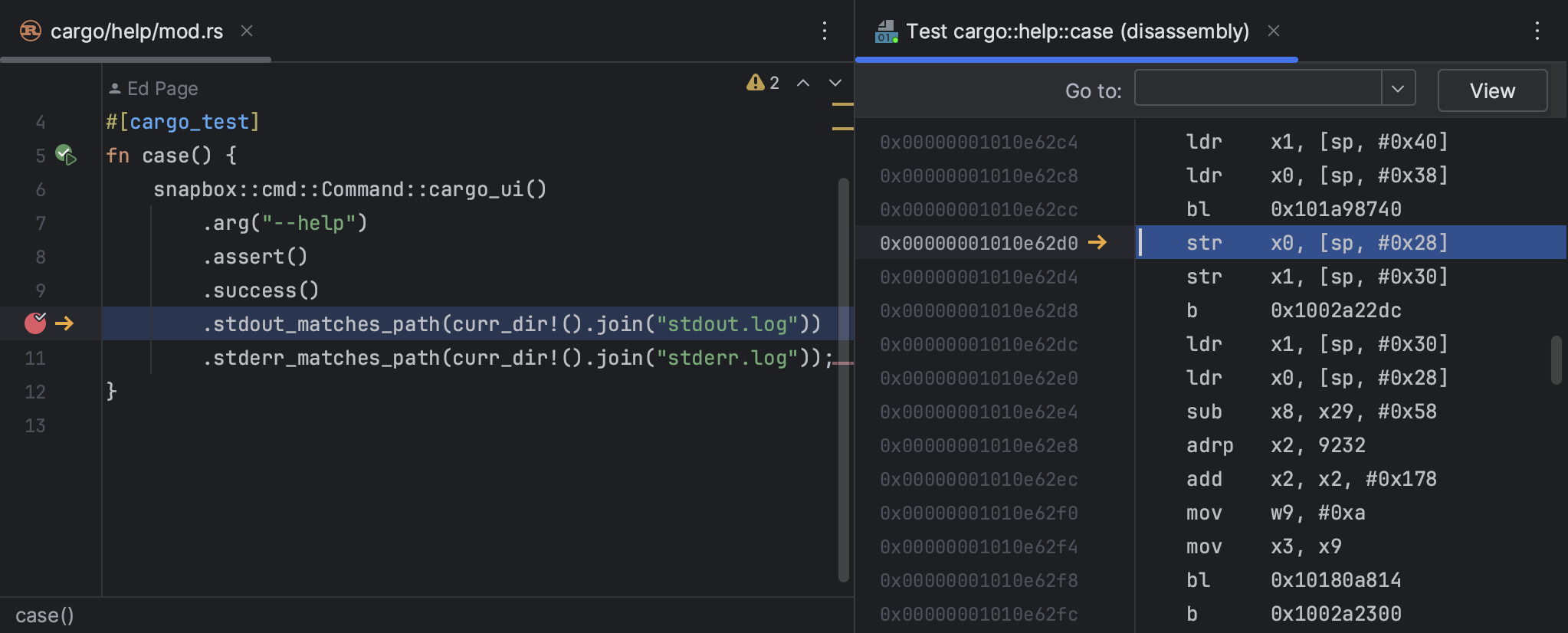Memory Disassembly Hex Views Rustrover Documentation