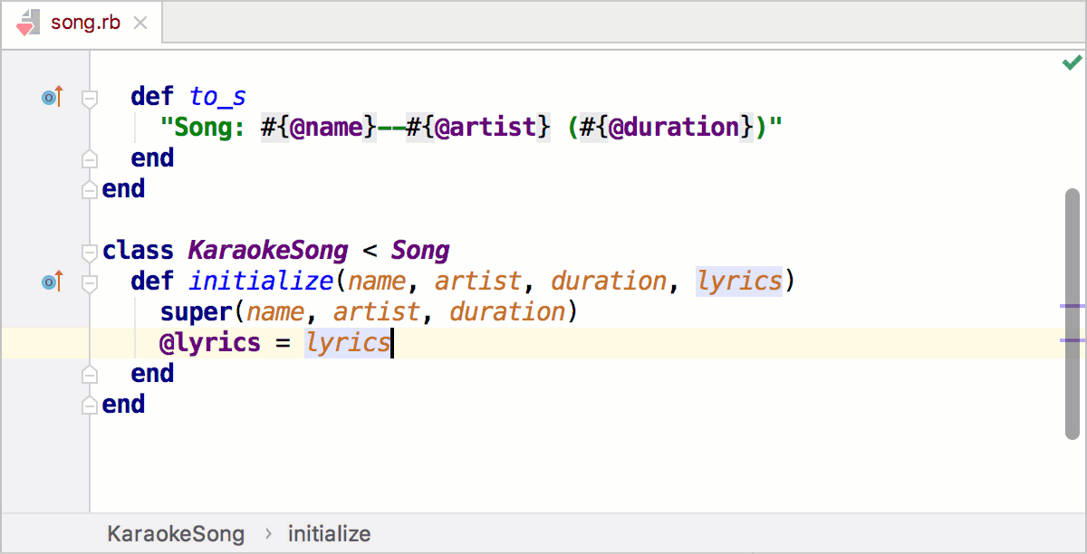 Generate code | RubyMine Documentation