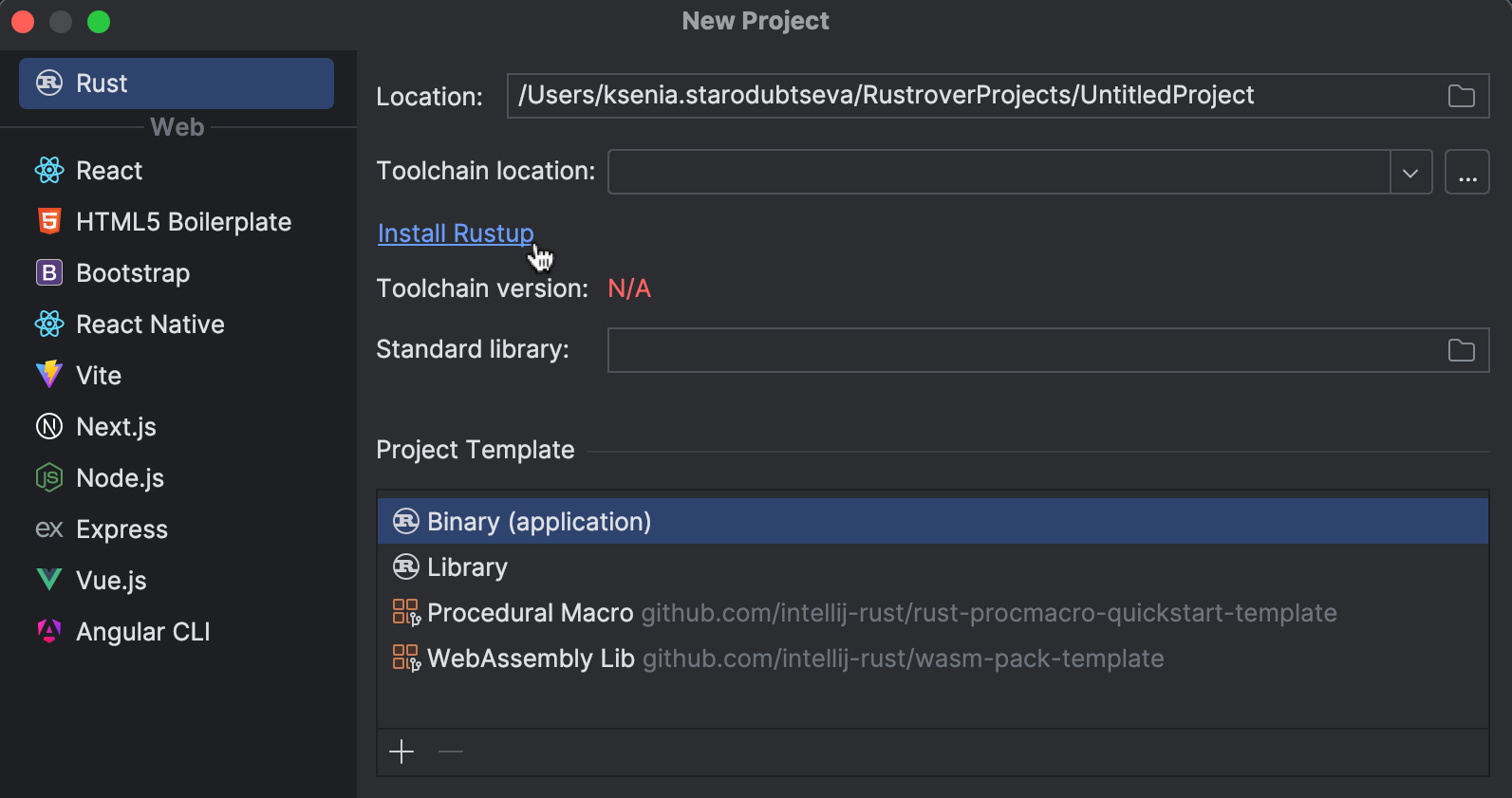 Rust toolchain and standard library | RustRover Documentation