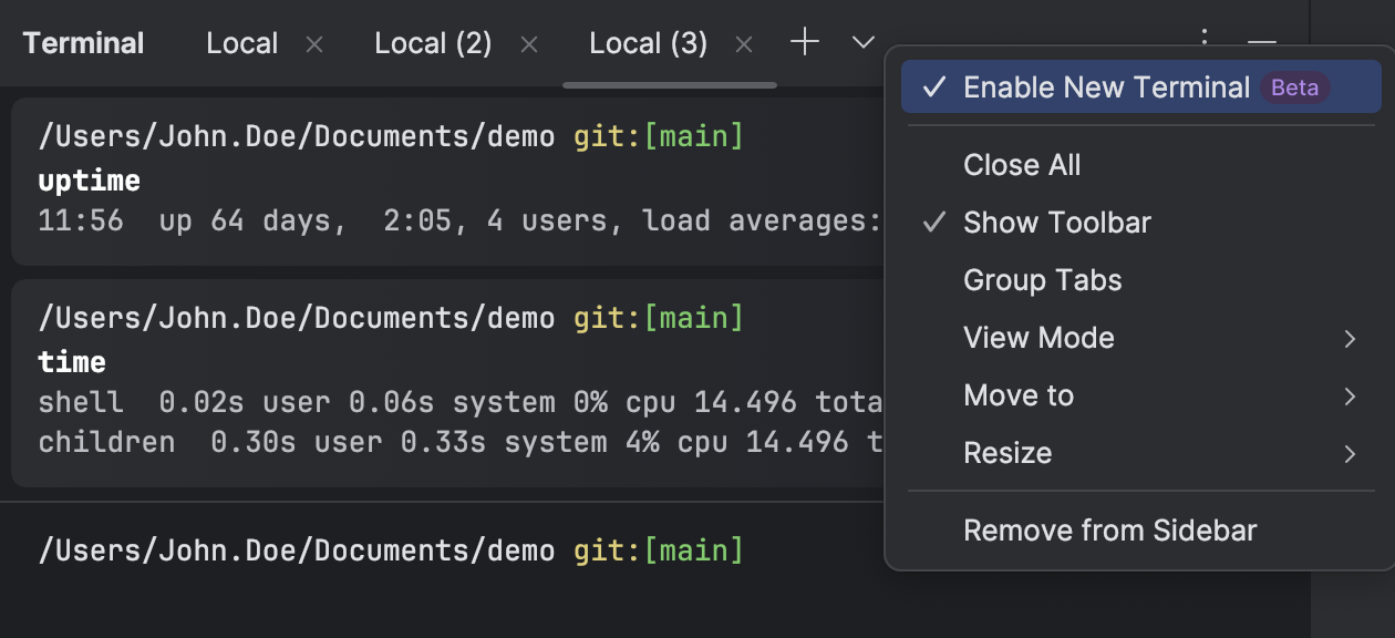 Terminal emulator | PyCharm Documentation