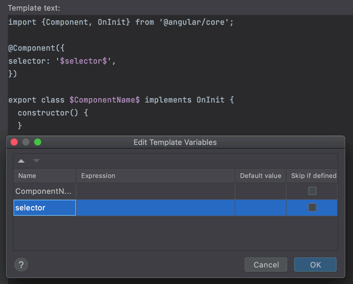 Live template variables | WebStorm Documentation