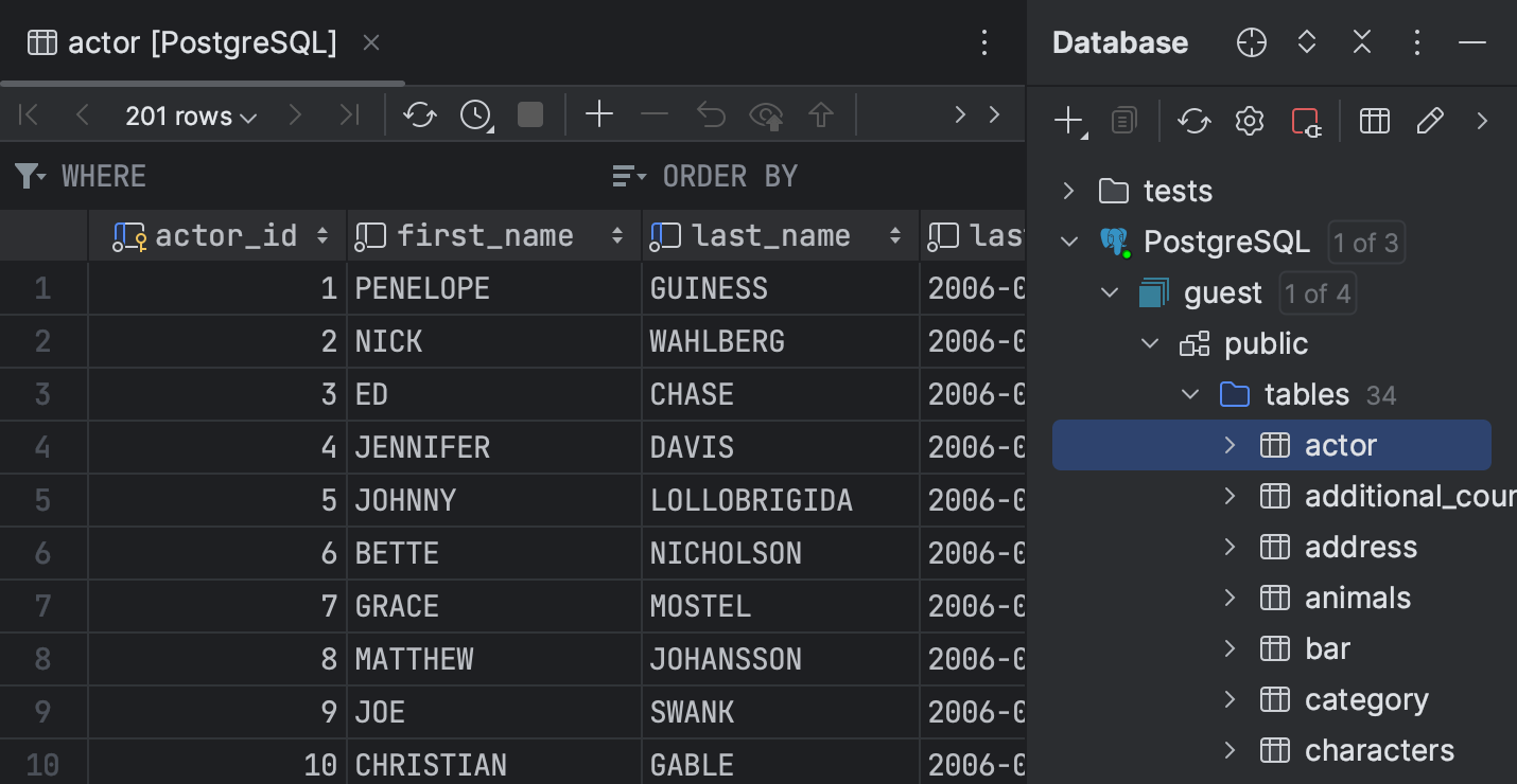 Tables | IntelliJ IDEA Documentation