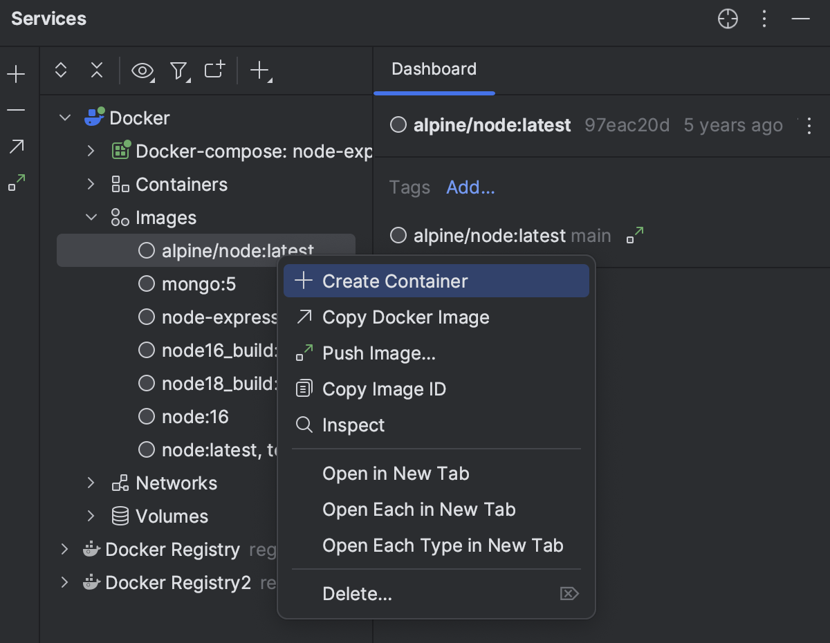 Docker containers | WebStorm Documentation