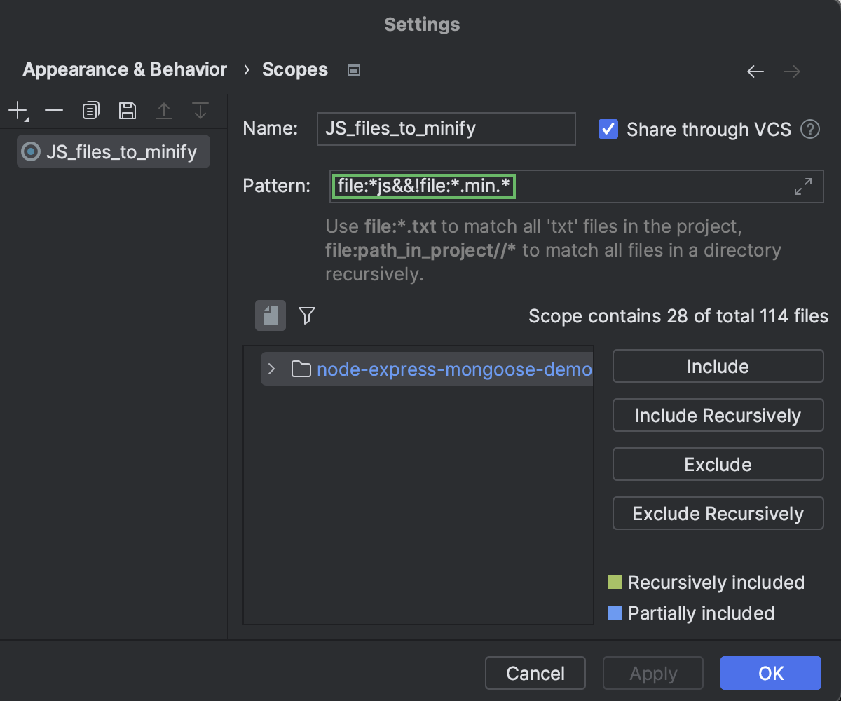 Minifying JavaScript | WebStorm Documentation