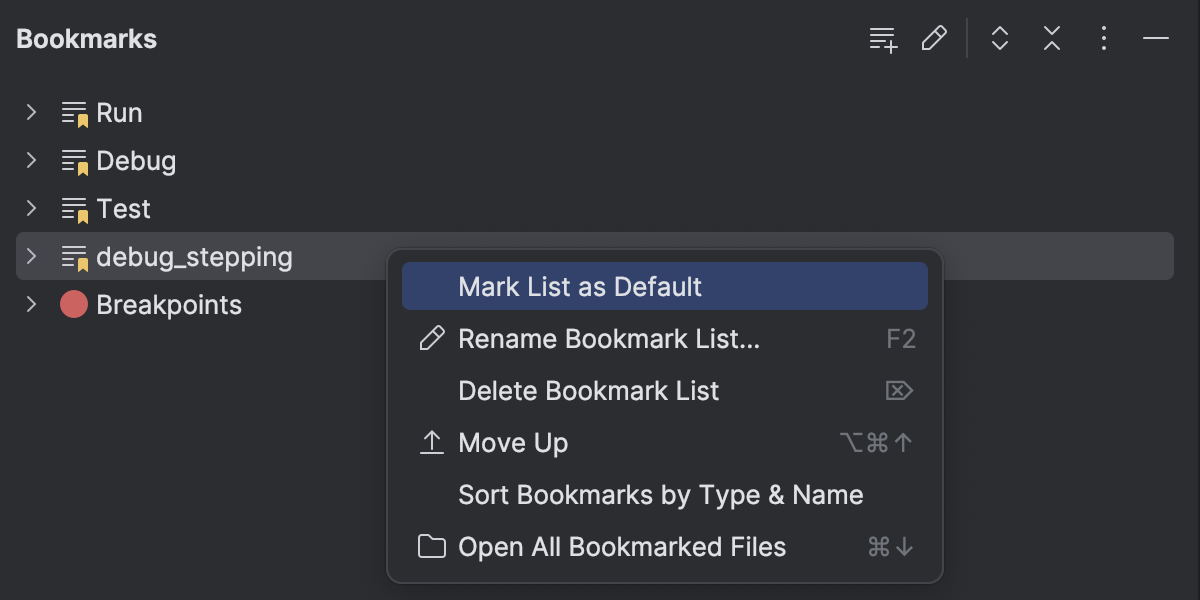 Bookmarks | WebStorm Documentation