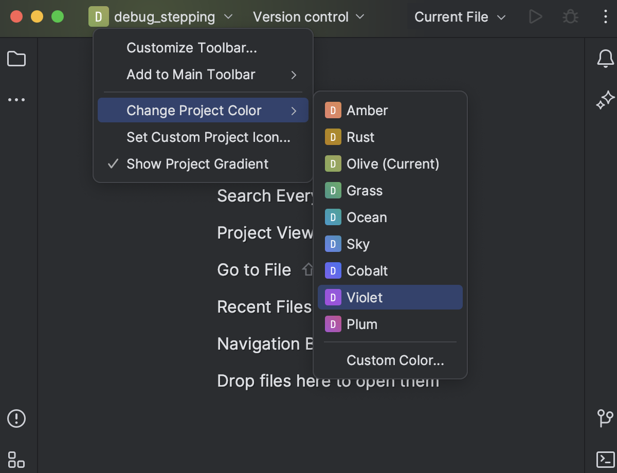 Menus and toolbars | WebStorm Documentation