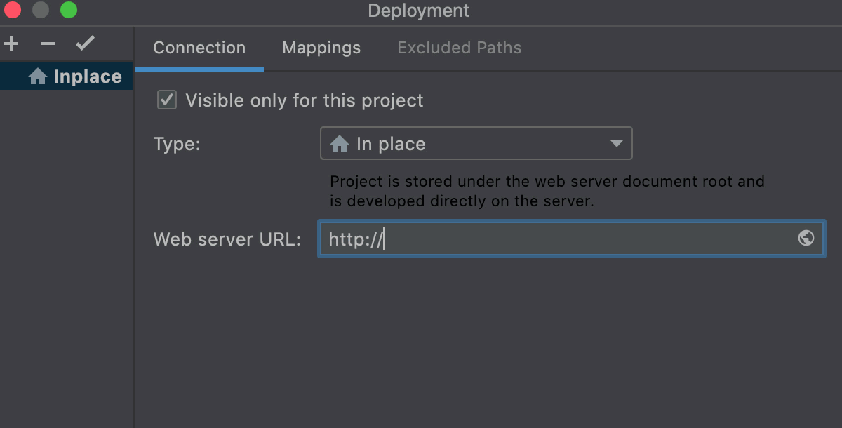 Create an in-place server configuration | WebStorm Documentation