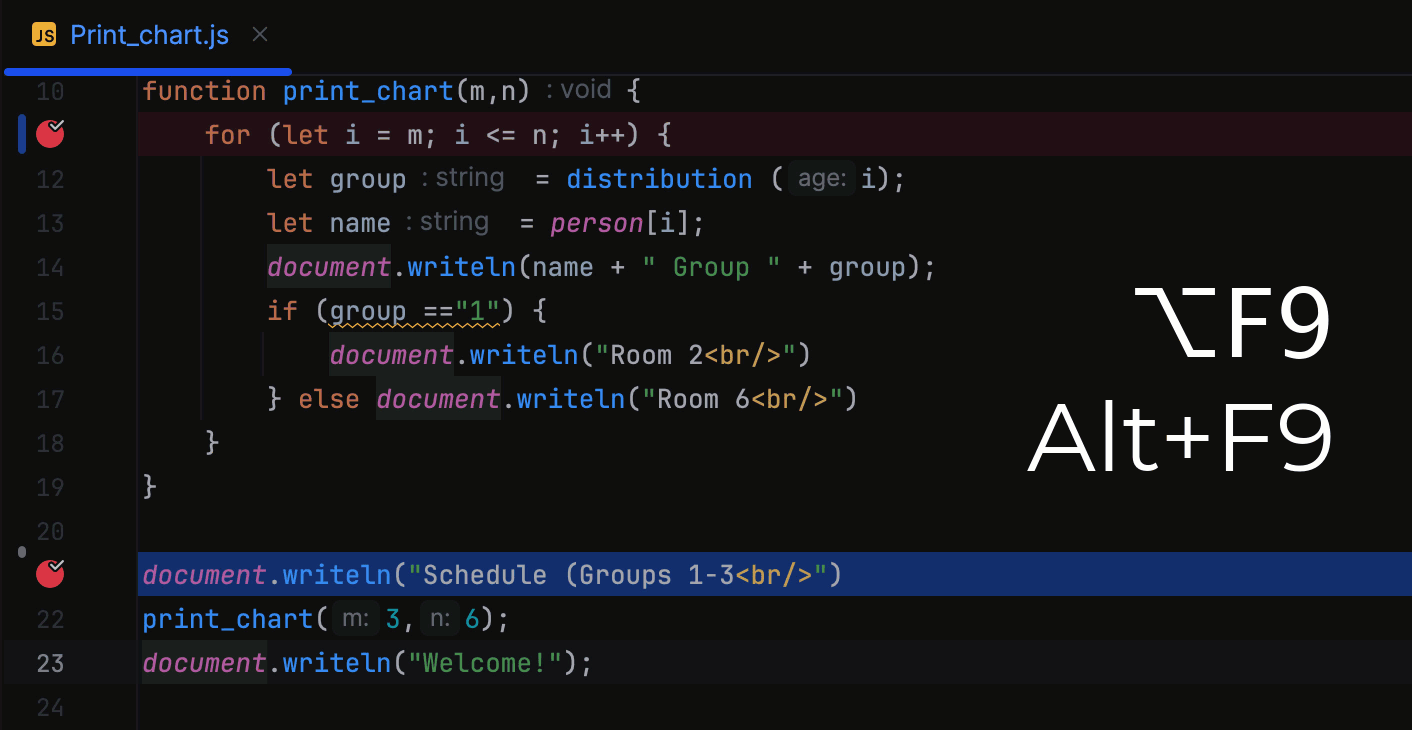 Step through the program | WebStorm Documentation