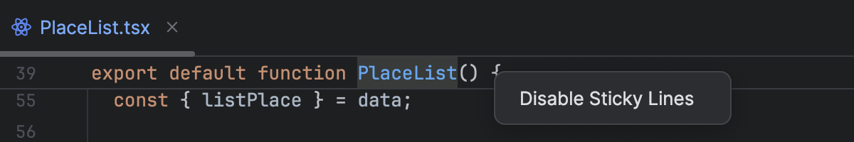 Sticky lines | WebStorm Documentation