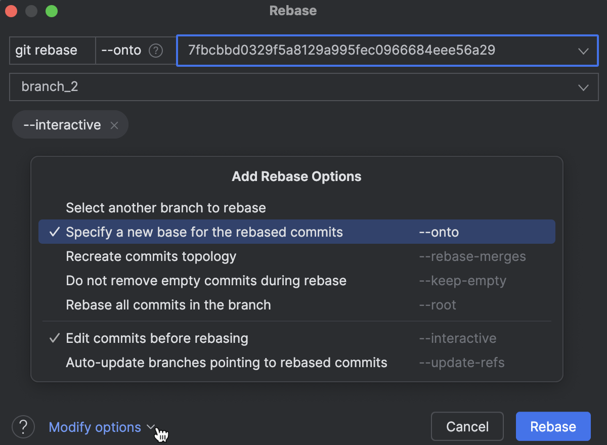 Merge, rebase, or cherry-pick to apply changes | WebStorm Documentation