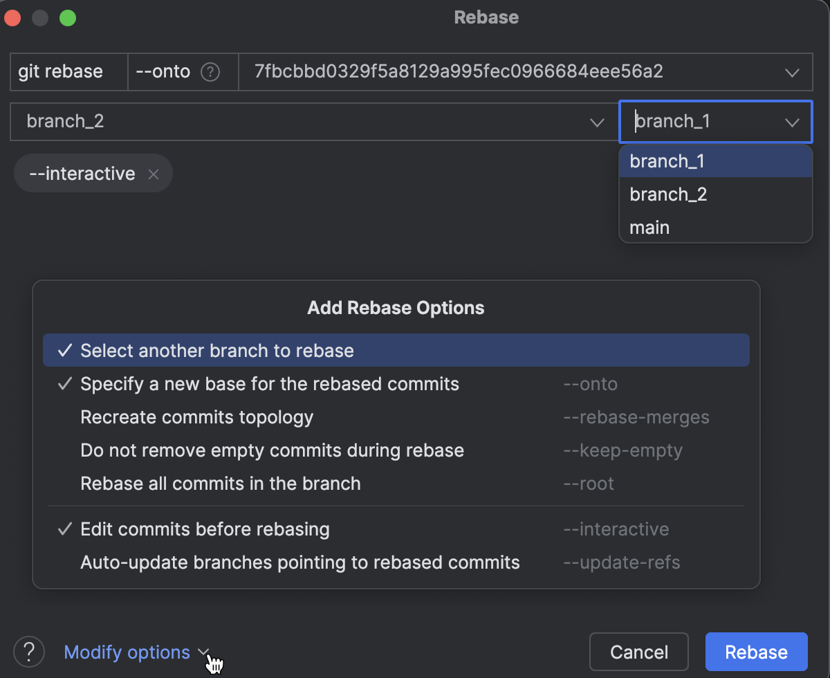 Merge, rebase, or cherry-pick to apply changes | WebStorm Documentation