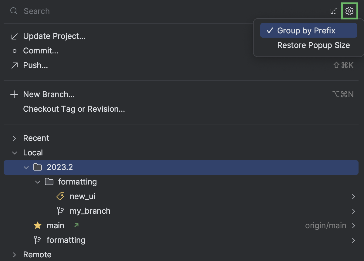 Manage Git branches | WebStorm Documentation