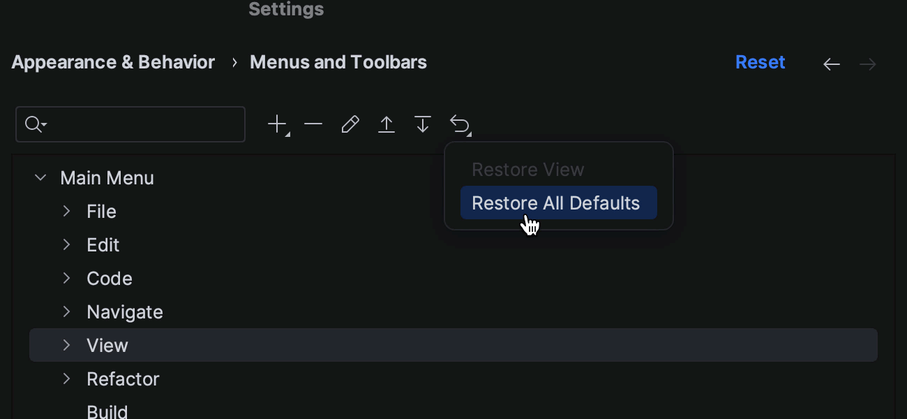 Menus and toolbars | WebStorm Documentation