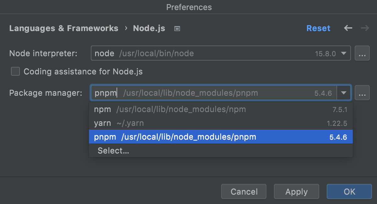 npm, pnpm, and Yarn | PyCharm Documentation