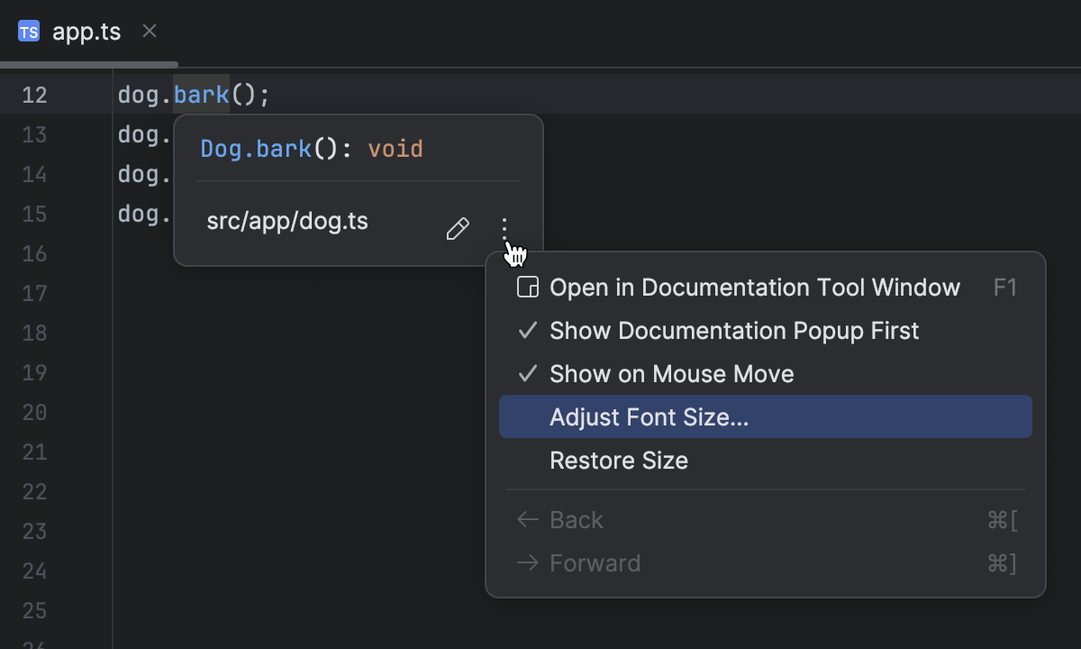 Viewing Inline Documentation | WebStorm Documentation