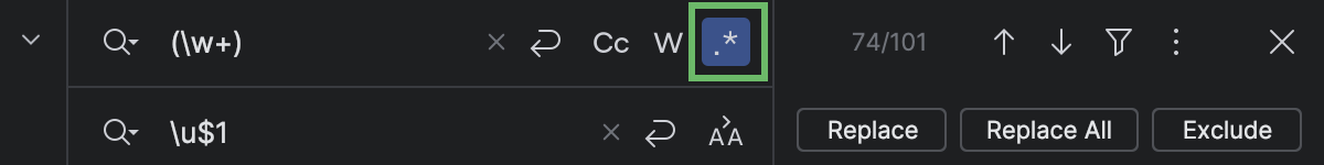 Find and replace text using regular expressions | WebStorm Documentation