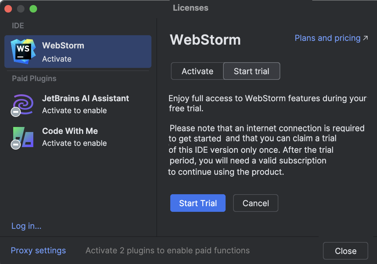 Register WebStorm | WebStorm Documentation
