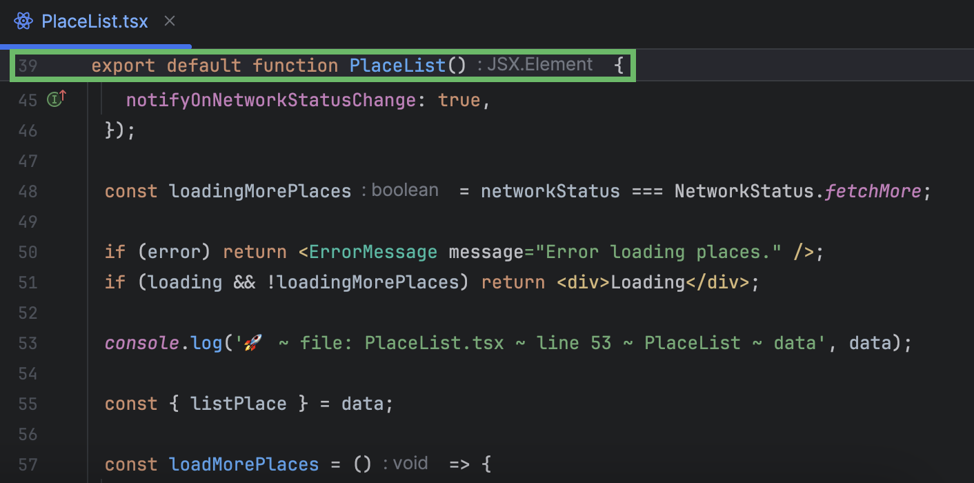 Sticky lines | WebStorm Documentation