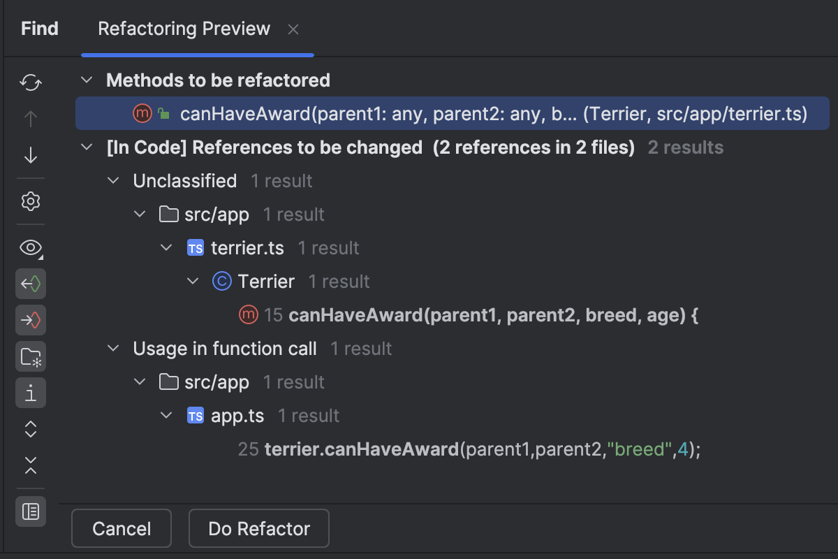 Code refactoring | WebStorm Documentation