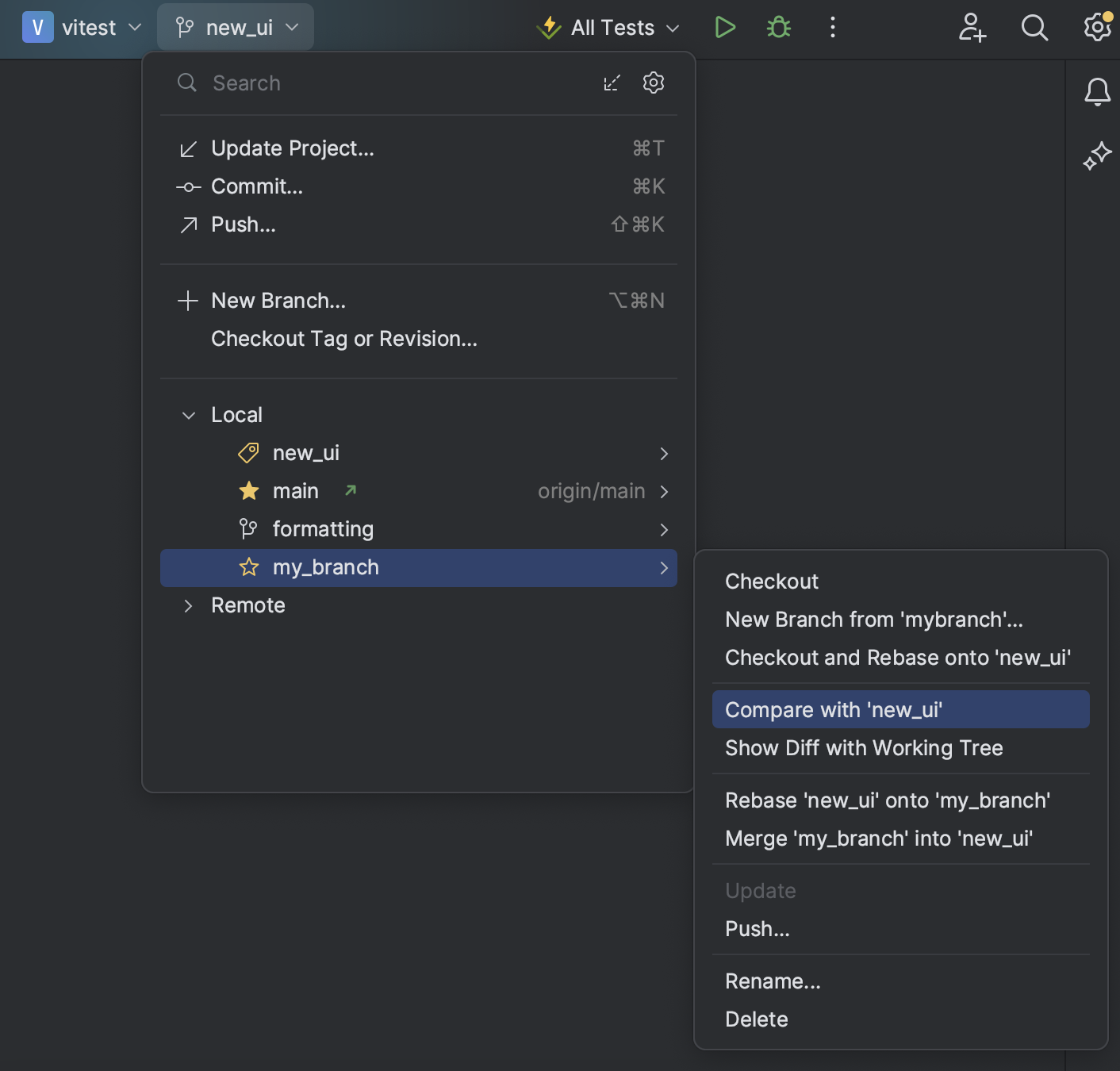 Manage Git branches | WebStorm Documentation
