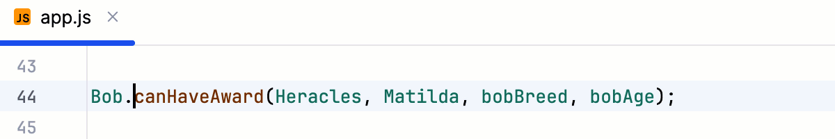 Viewing method parameter information | WebStorm Documentation