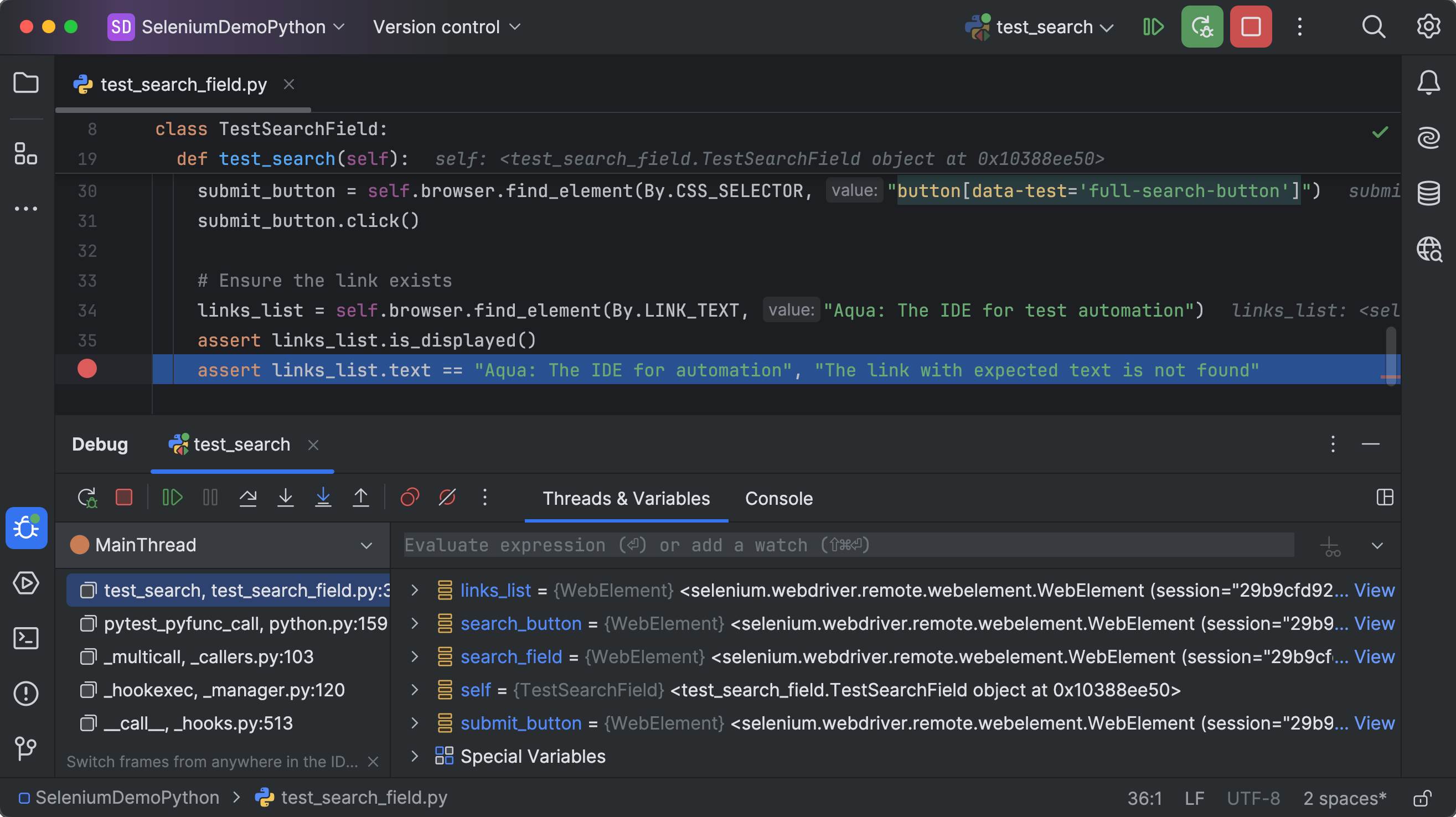 Web UI Test Automation | PyCharm Documentation