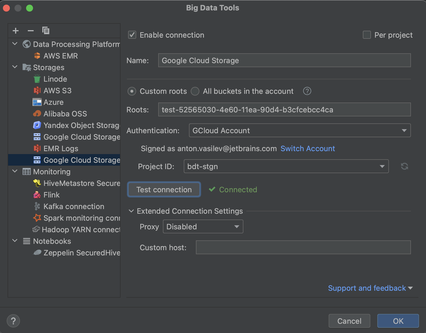 Google Cloud Storage | PyCharm Documentation