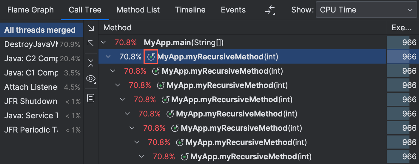 Read the profiler snapshot | IntelliJ IDEA Documentation