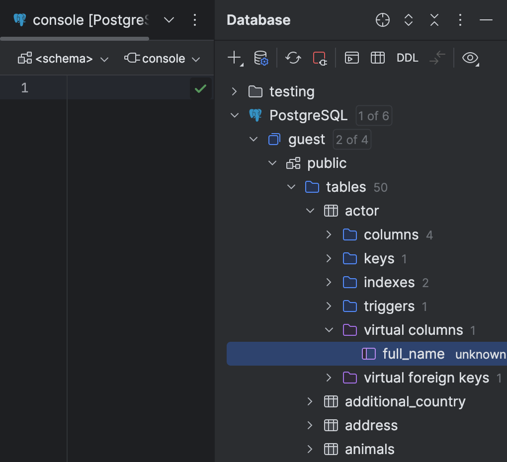 Virtual columns | PyCharm Documentation