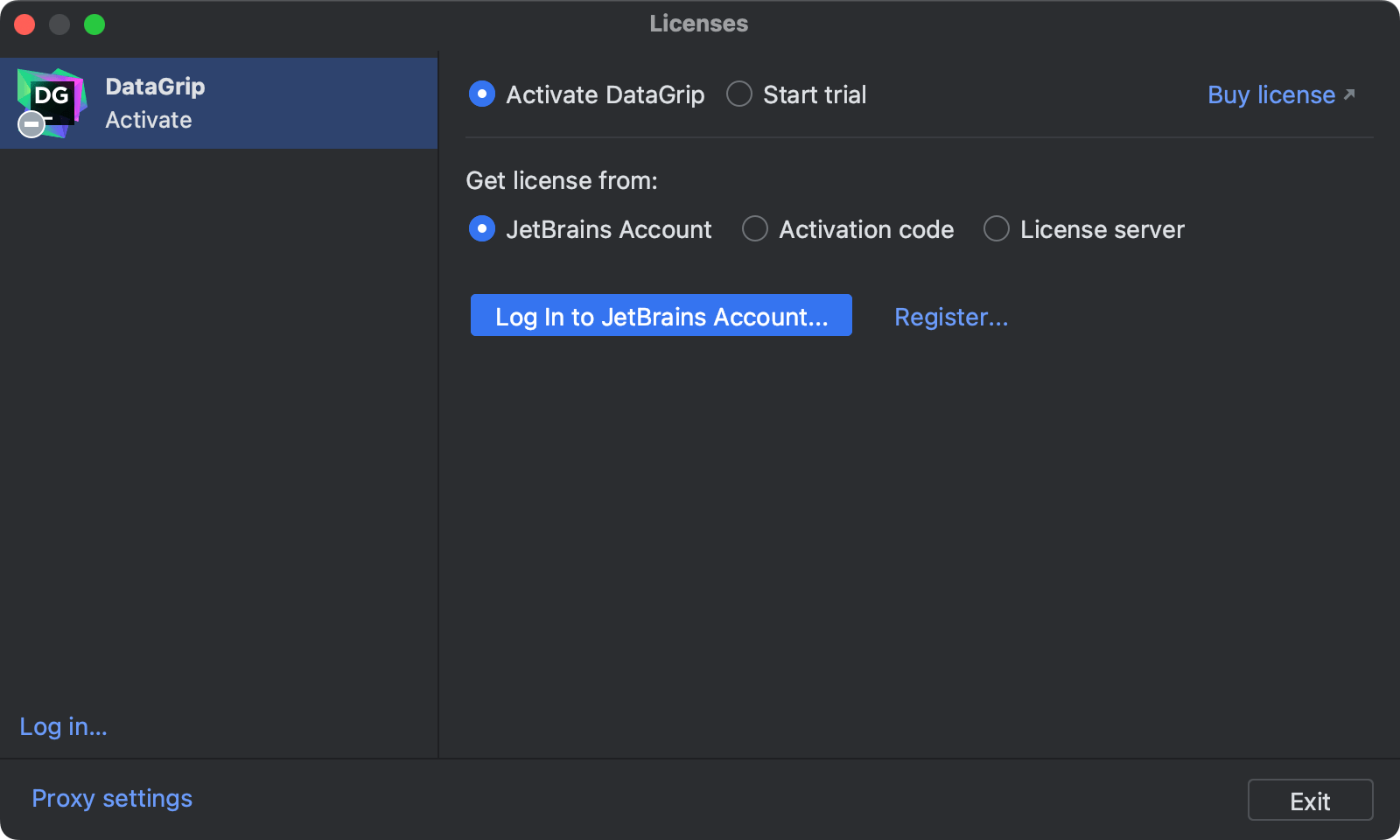 Register DataGrip | DataGrip Documentation