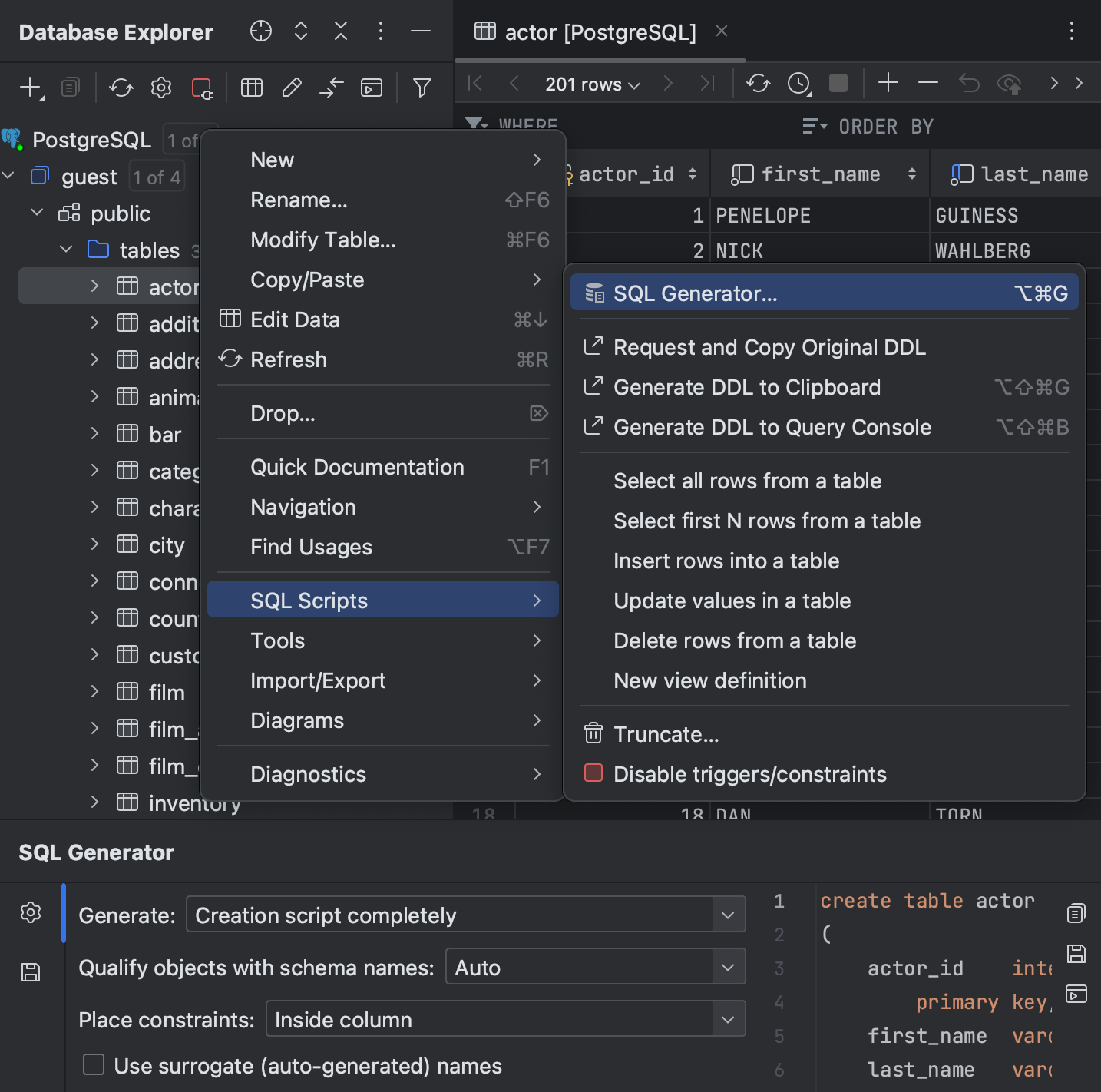 Tables | DataGrip Documentation