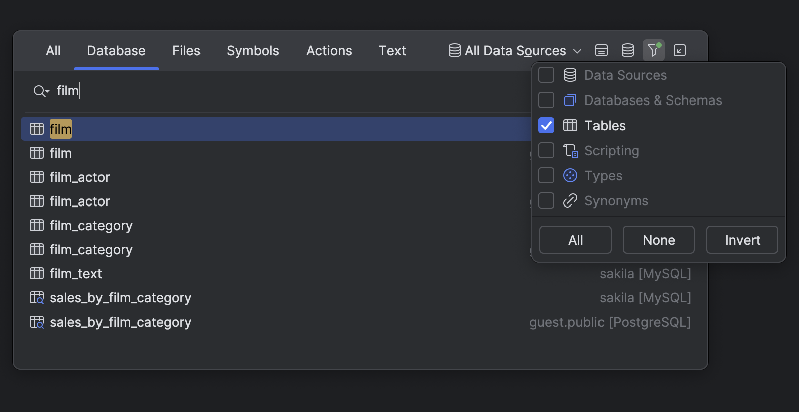 Search in DataGrip | DataGrip Documentation