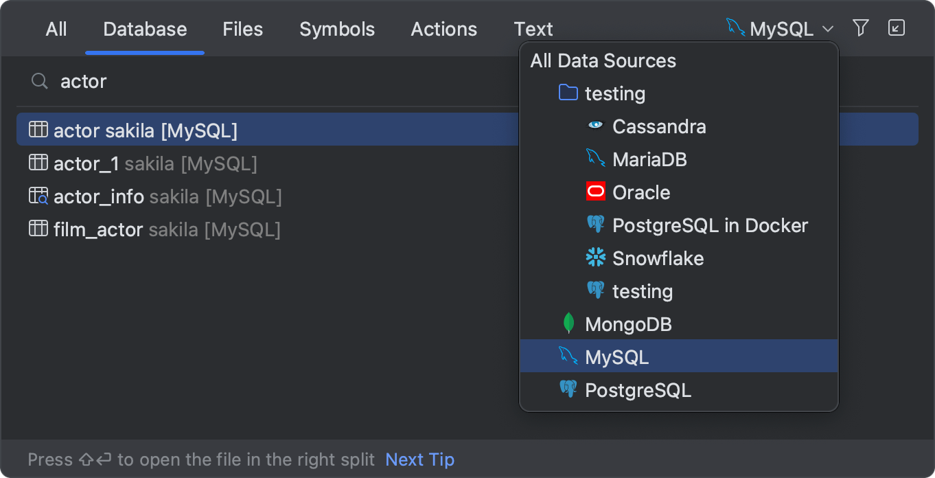 Search in DataGrip | DataGrip Documentation