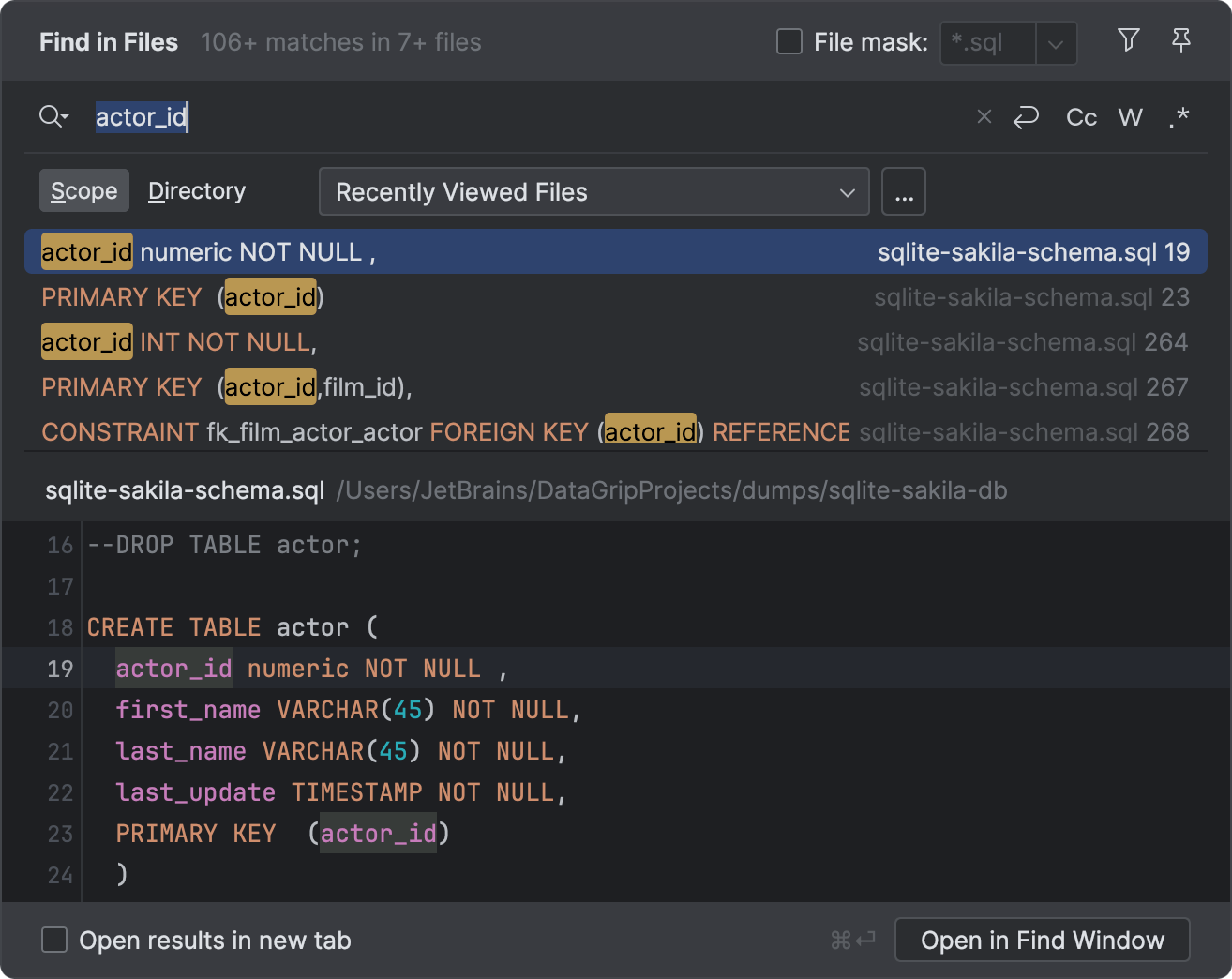 Search and replace content in files | DataGrip Documentation
