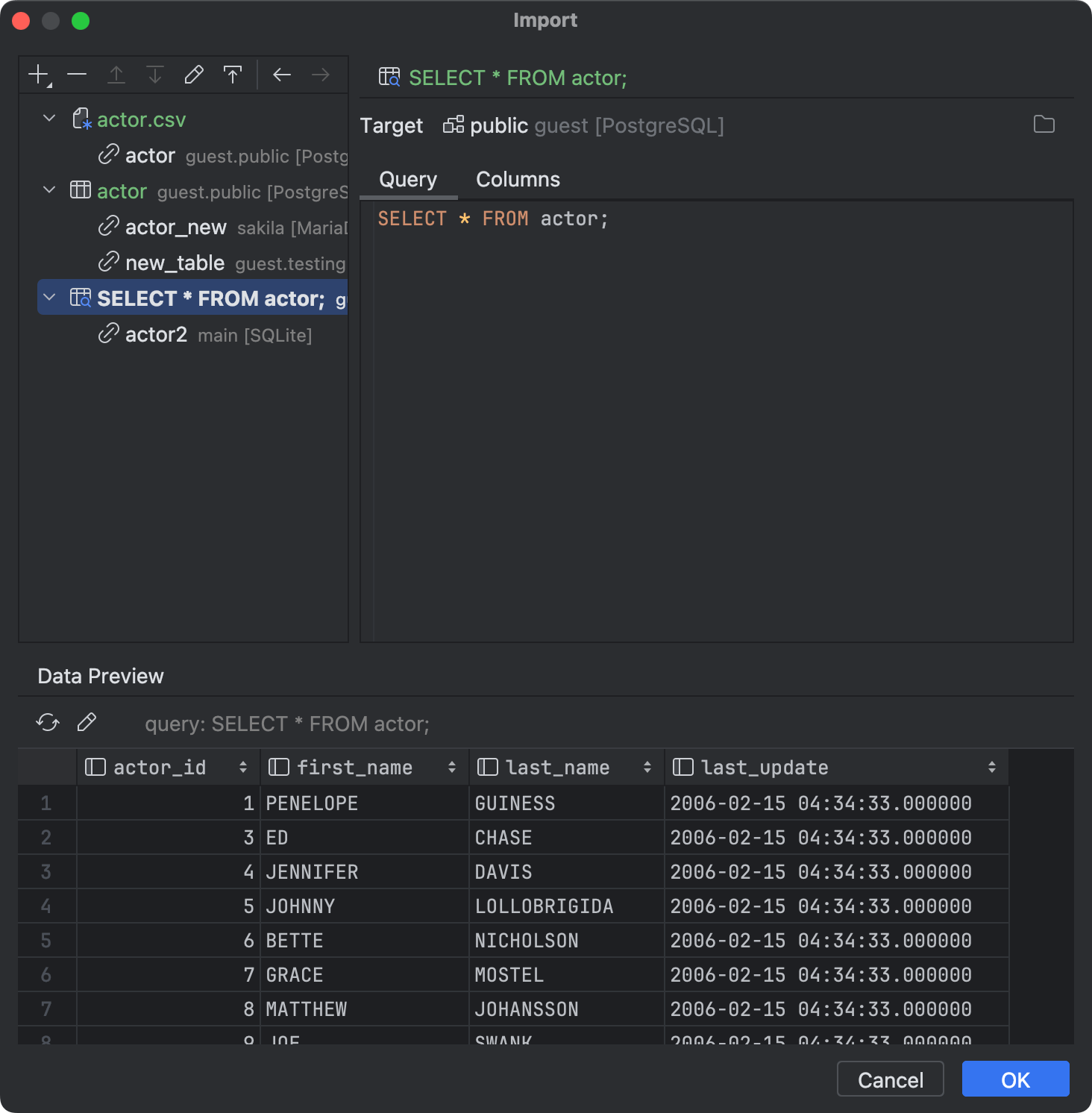 Import | DataGrip Documentation