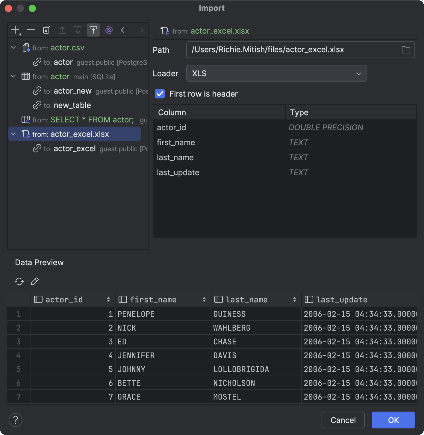 Import | DataGrip Documentation